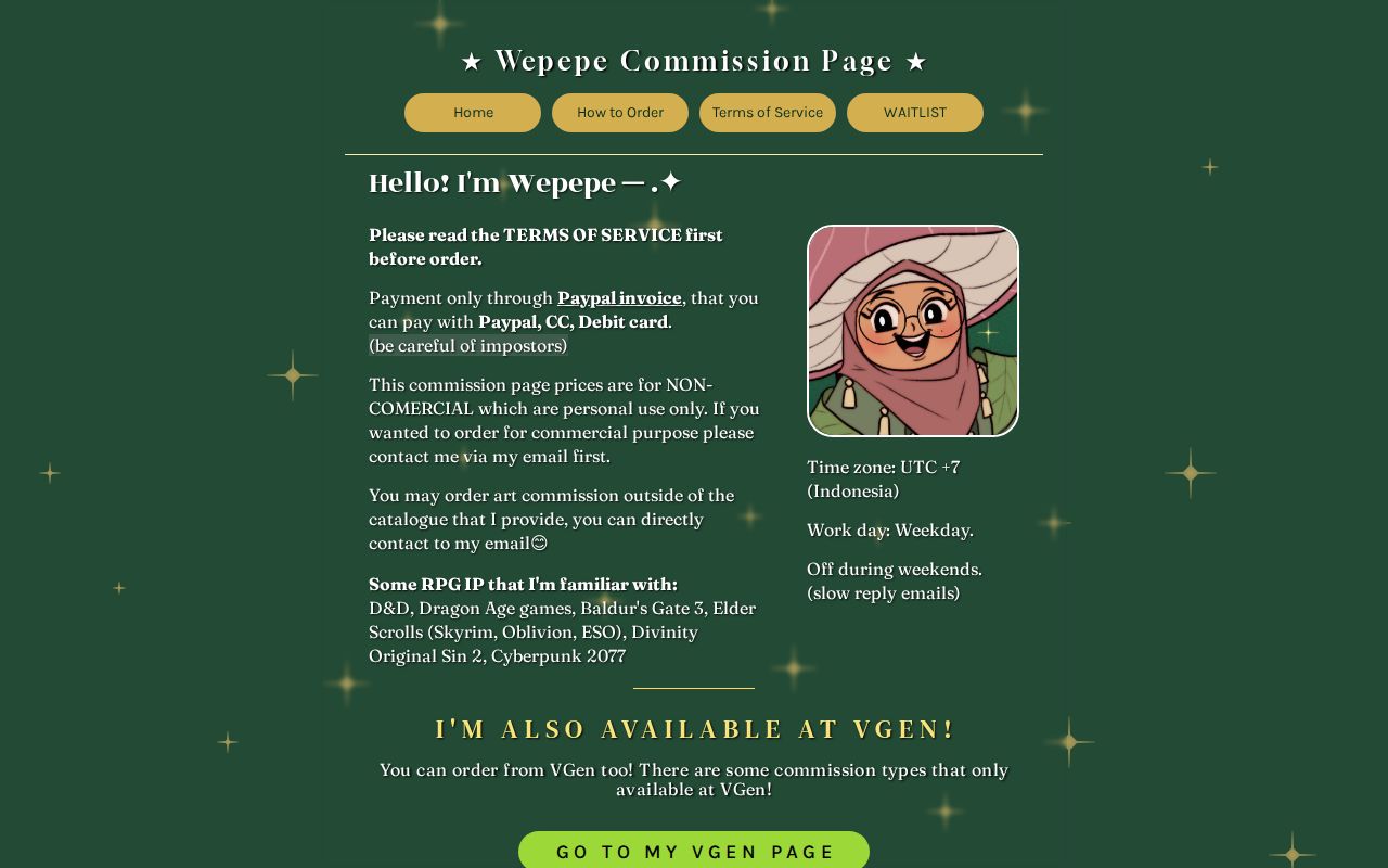 Wepepe Art Commission Page